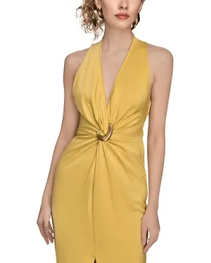 Donna Karan New York V-neck Satin Gown
