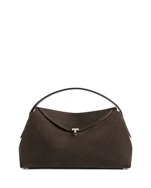 TOTEME T-lock Suede Top Handle Bag - Brown