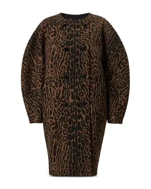Carolina Herrera Wool Printed Cocoon Coat