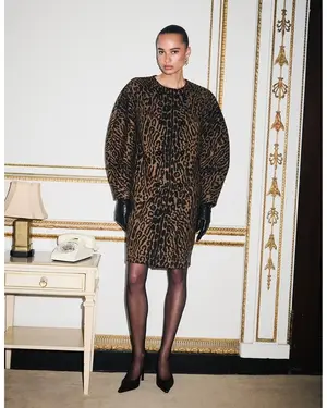 Carolina Herrera Wool Printed Cocoon Coat - Brown/black