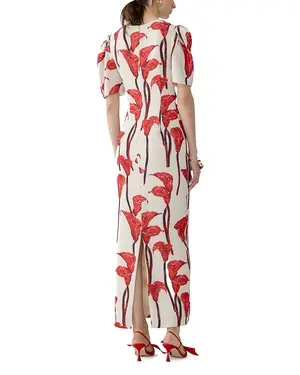 Carolina Herrera Printed Short Sleeve Ankle Dress