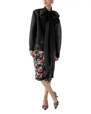 Carolina Herrera Long Sleeve Button Down Bow Blouse