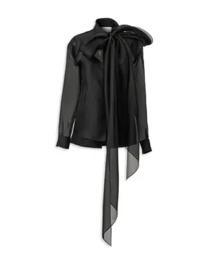 Carolina Herrera Long Sleeve Button Down Bow Blouse