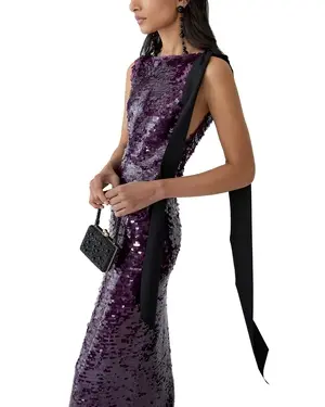 Carolina Herrera Sequin Embellished Boat Neck Dress