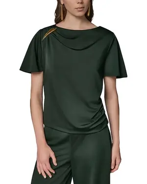 Donna Karan New York Hardware Trim Ruched Top - Black Forest