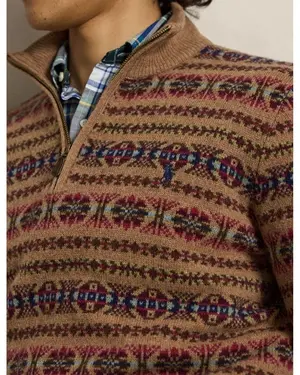 Polo Ralph Lauren Fair Isle Wool Stand Collar Zip Sweater