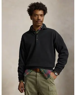 Polo Ralph Lauren Suede Heritage Rib Knit Sweater - Black
