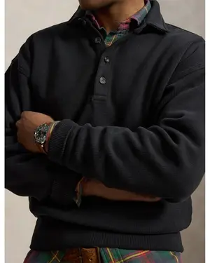 Polo Ralph Lauren Suede Heritage Rib Knit Sweater - Black