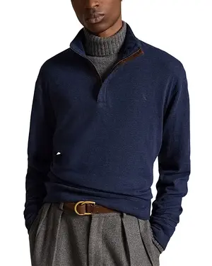 Polo Ralph Lauren Luxury Jersey Quarter Zip Pullover - Navy Multi