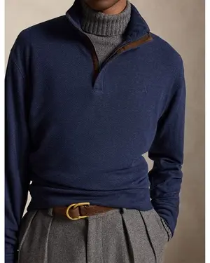Polo Ralph Lauren Luxury Jersey Quarter Zip Pullover - Navy Multi