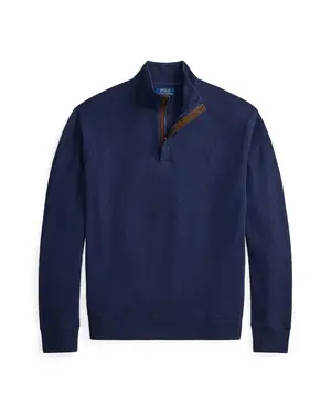 Polo Ralph Lauren Luxury Jersey Quarter Zip Pullover - Navy Multi