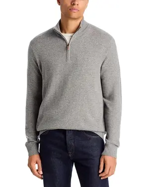 Polo Ralph Lauren Cashmere Stand Collar Zip Sweater - Grey Combo
