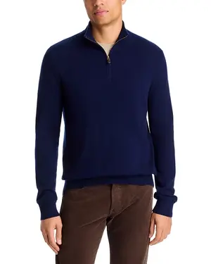 Polo Ralph Lauren Cashmere Stand Collar Zip Sweater - Hunter Navy