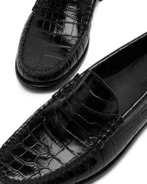Whistles Manny Croco Embossed Leather Loafers