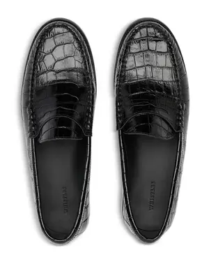 Whistles Manny Croco Embossed Leather Loafers