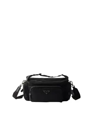 Prada Re-nylon And Saffiano Leather Shoulder Bag - Black