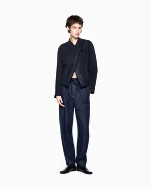 Giorgio Armani Cargo Jeans With A Belt In Denim-effect Lyocell Gabardine