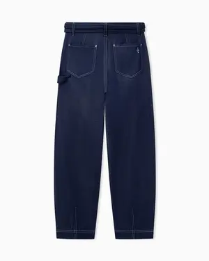 Giorgio Armani Cargo Jeans With A Belt In Denim-effect Lyocell Gabardine