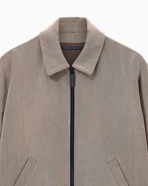 Giorgio Armani Blouson Jacket Regular Fit In Mouliné Virgin Wool