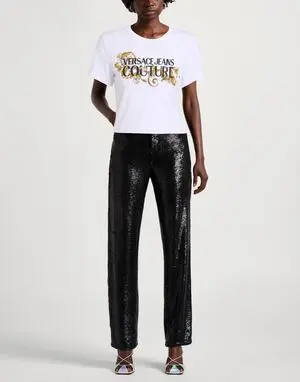 Versace Cotton Blend Logo Crop Tee