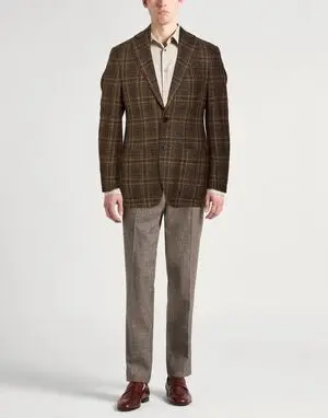 Caruso Blazer Chocolate Size Wool, Linen, Cashmere