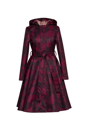 RAINSISTERS Floral Peony Velvet Coat - Red