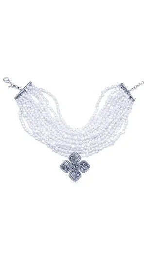 BAYEMEYC Eterna Luxe Multi Strand Pearl Necklace - Silver