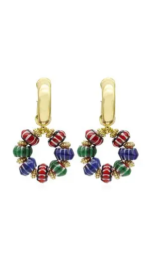 BAYEMEYC Cuba Gemstone Hoop Earrings - Gold