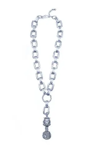 BAYEMEYC Lion King Chunky Chain Necklace - Silver