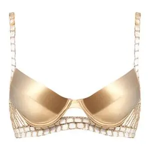 LUXSEA SWIMWEAR Talia Shimmer Crochet Push Up Bikini Top - Gold