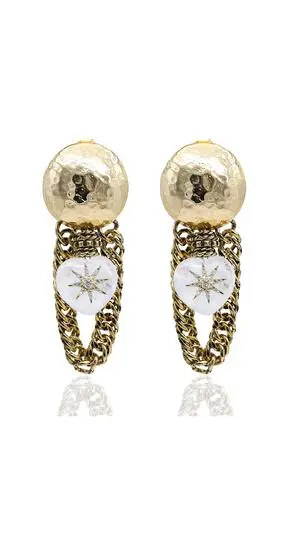 BAYEMEYC Pole Heart Earrings Moonstone - Gold
