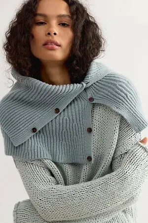 Free People Sunday Button Snood - Slate