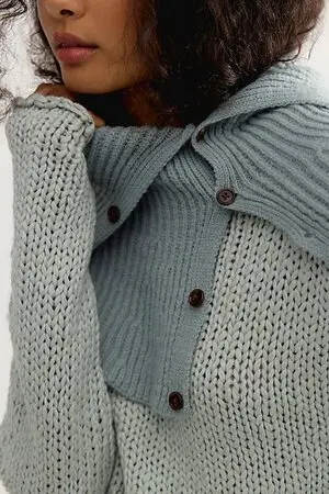 Free People Sunday Button Snood - Slate
