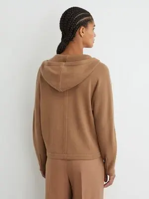 REISS Evie Wool-blend Zip-through Hoodie With Cashmere - Camel