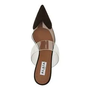 Alaïa Suede Leather Le Coeur Wedge Mules - Brown