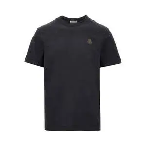 Moncler Cotton Jerey T-hirt With Logo Patch - Blue