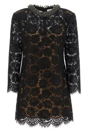 SELF-PORTRAIT Jewel Collar Lace Dress - Black