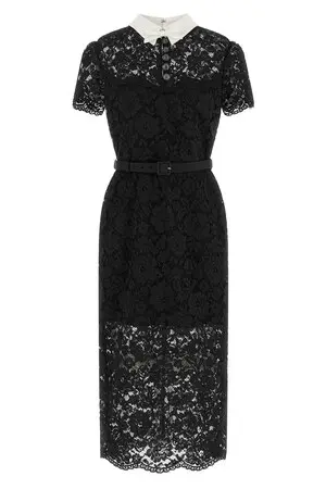 SELF-PORTRAIT Lace Midi Dress With Collar