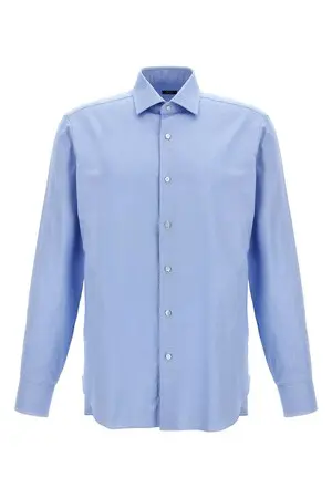 BARBA NAPOLI Cotton Shirt - Light Blue