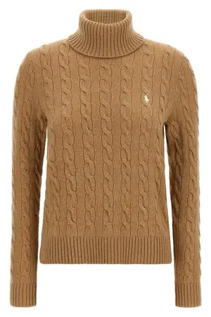 Polo Ralph Lauren Braided Turtleneck Sweater - Beige