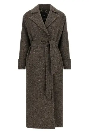 Kiton Chevron Wool Coat - Brown