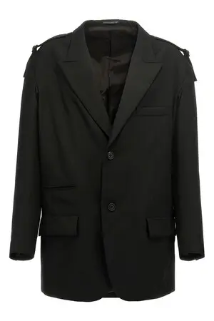 Yohji Yamamoto Single-breasted Blazer With Strap Detail
