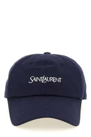 Saint Laurent Cotton Gabardine Baseball Cap - Blue