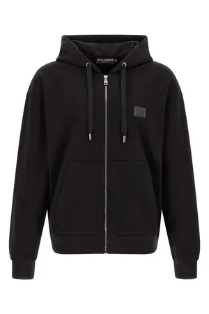 Dolce & Gabbana Logo Plaque Hoodie - Black
