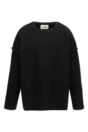 JIL SANDER Geometric Neckline Sweater - Black