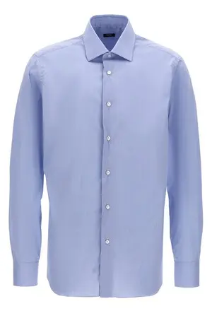 BARBA NAPOLI Poplin Shirt - Light Blue