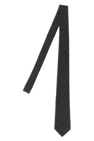 Saint Laurent Striped Tie - Gray