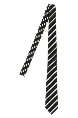 Saint Laurent Striped Neck Tie - Black