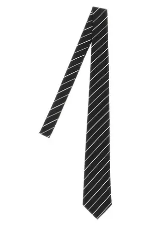 Saint Laurent Striped Neck Ties - Black