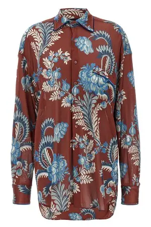 Etro Floral Foliage Crepe Jersey Shirt